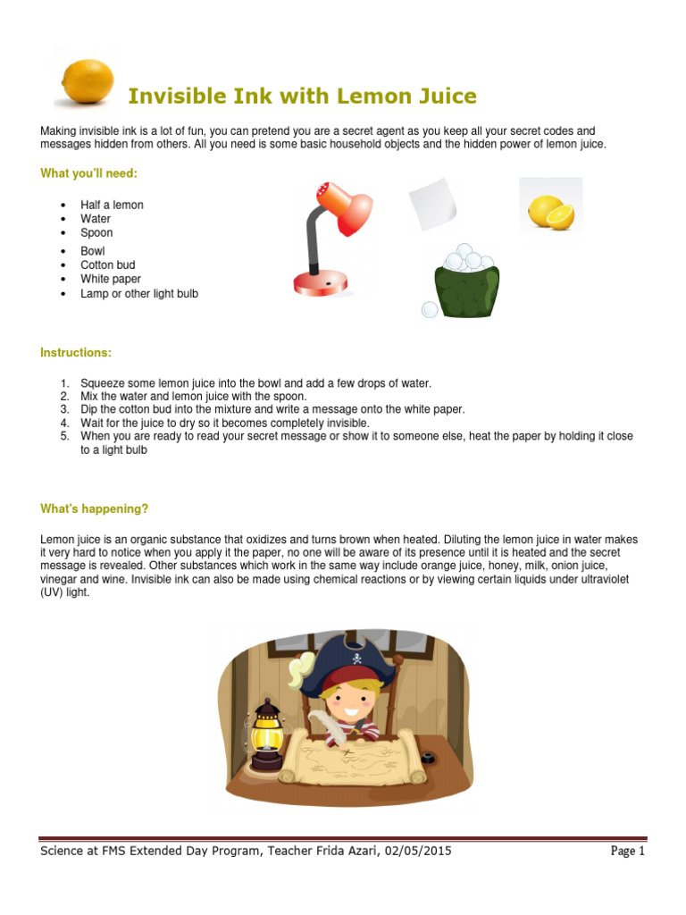 Invisible Ink With Lemon Juice | PDF