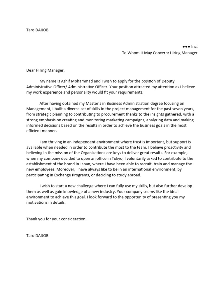 Coverletter Sample | PDF