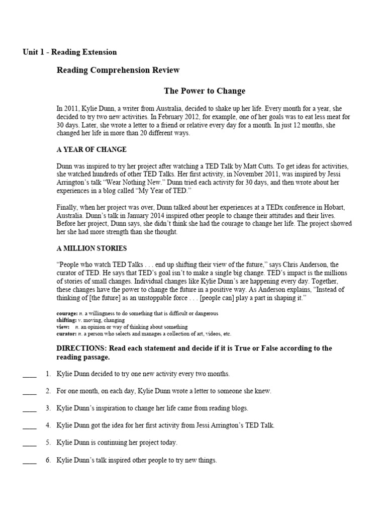 Level 1 Unit 1 | PDF
