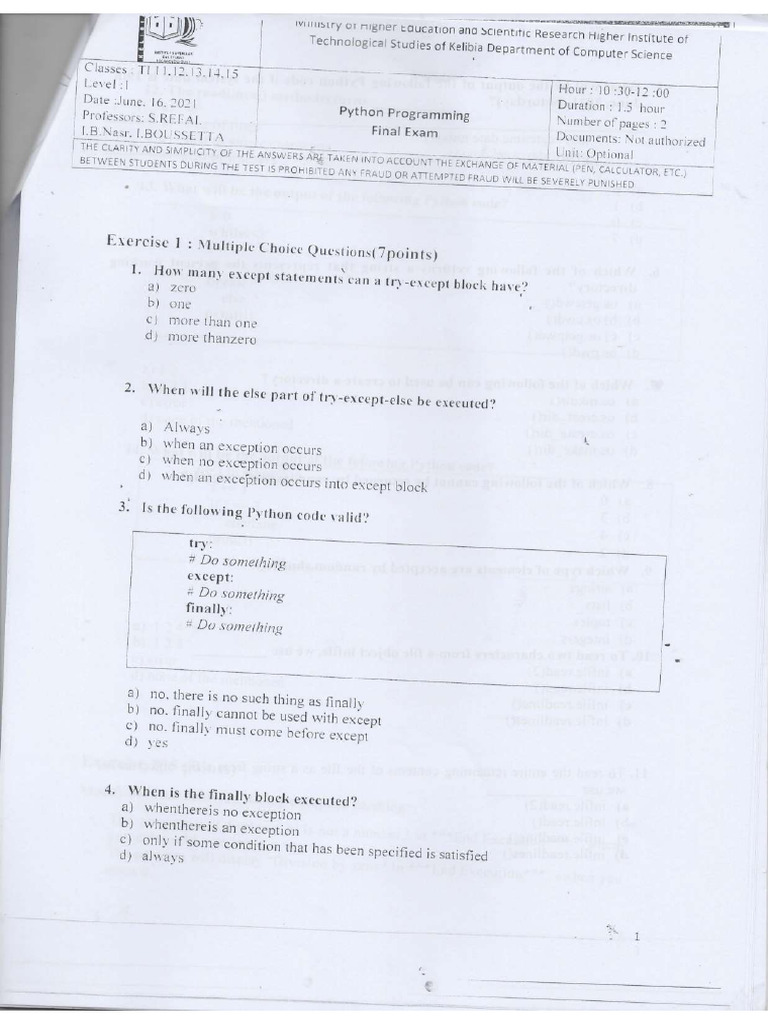 Examen Python 2021 | PDF