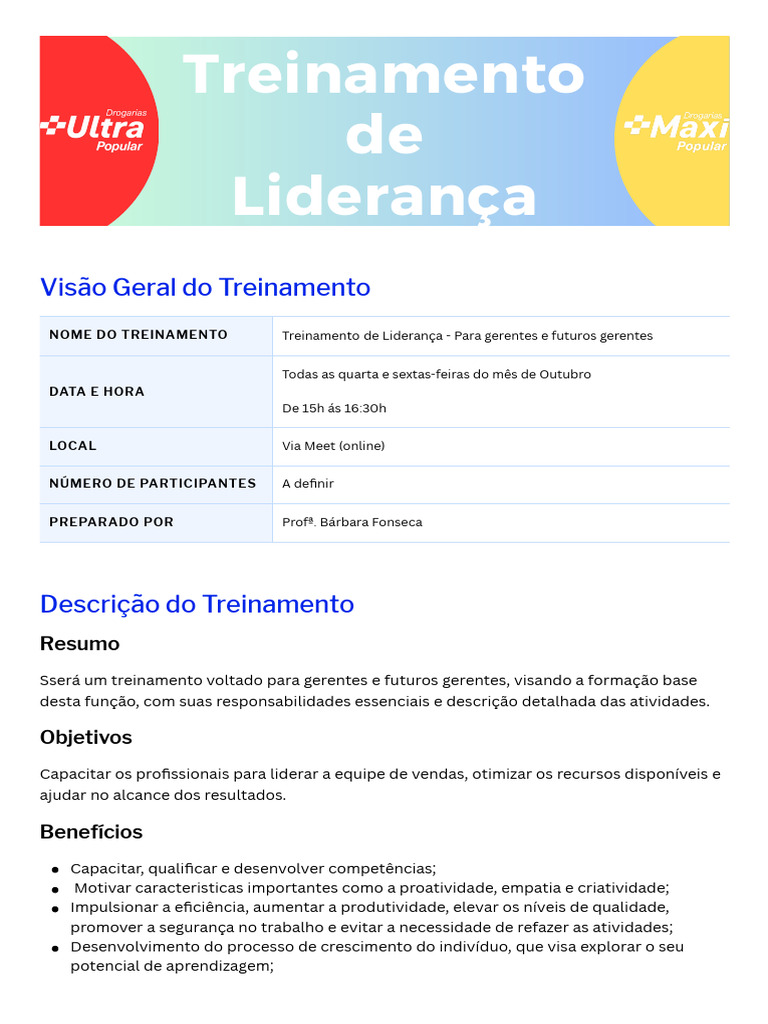de Proposta de Treinamento | PDF