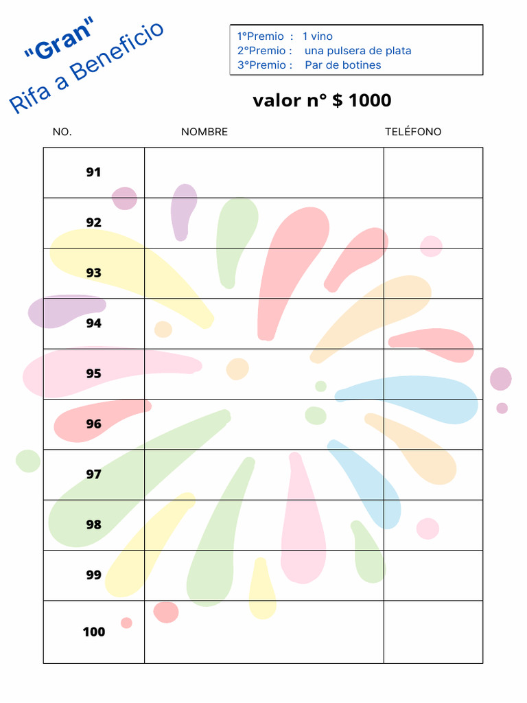 Rifas Del 1 Al 100 | PDF