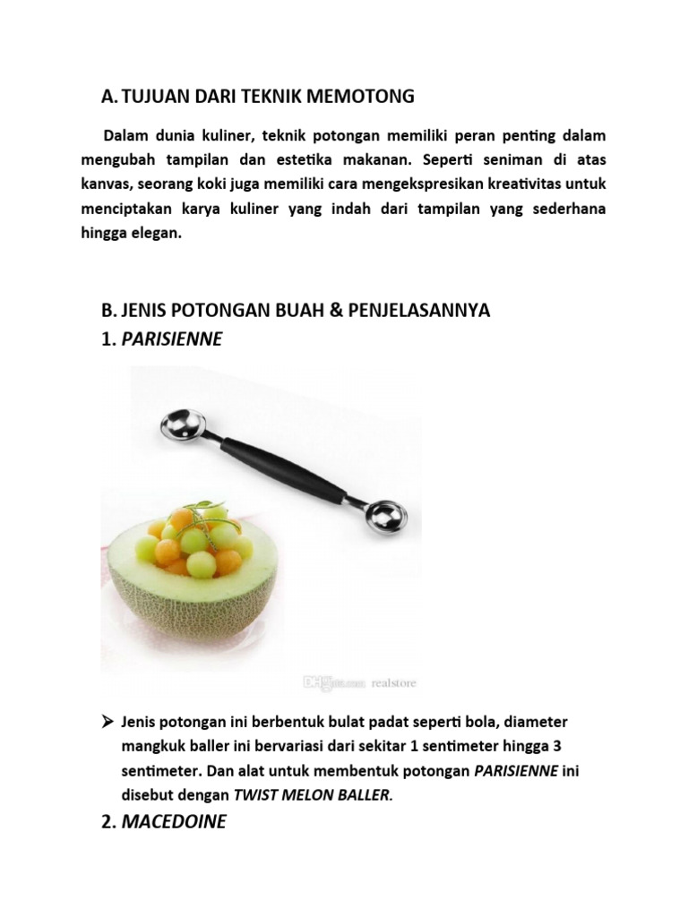 Jenis-Jenis Potongan Buah dan Sayuran | PDF