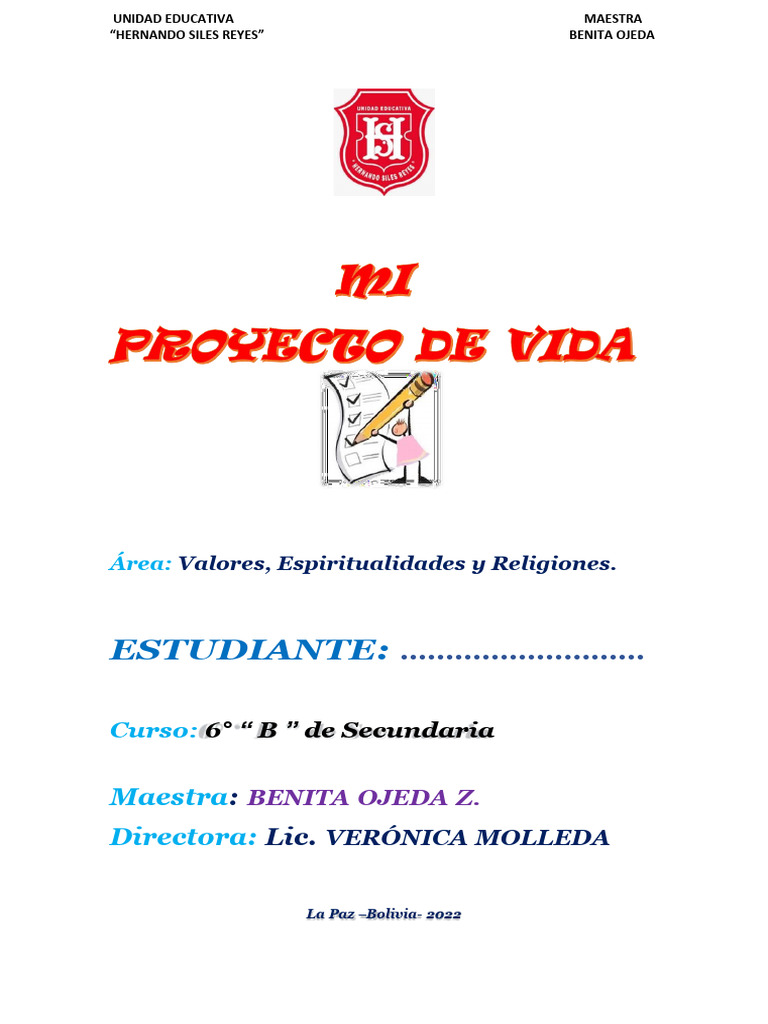 Proyecto de Vida en el Colegio Siles Reyes | PDF | Hospital | Familia