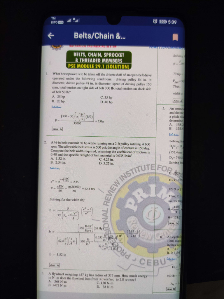 Belts Chains Sprocket Probset | PDF