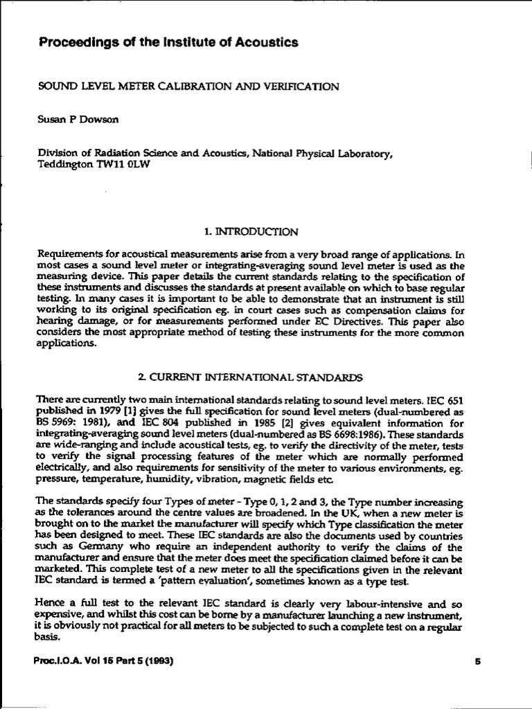 SUSAN P DOWNSON SOUND LEVEL METER CALIBRATION AND VERIFICATION | PDF ...