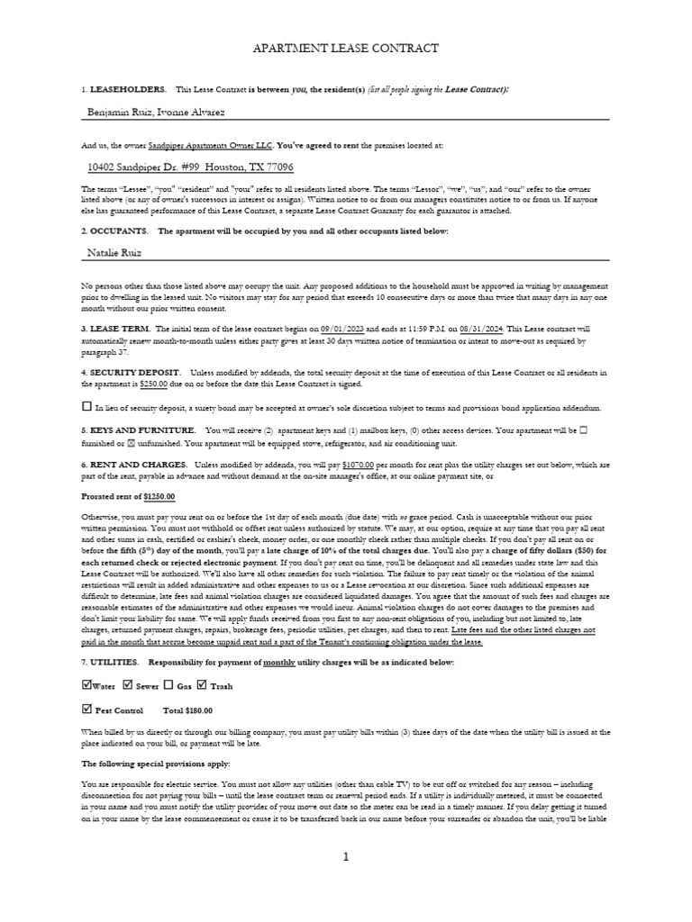 1 Form RP Lease Agreement Flat Rate Utilities Lease 9 1 2023 To 8 31 ...