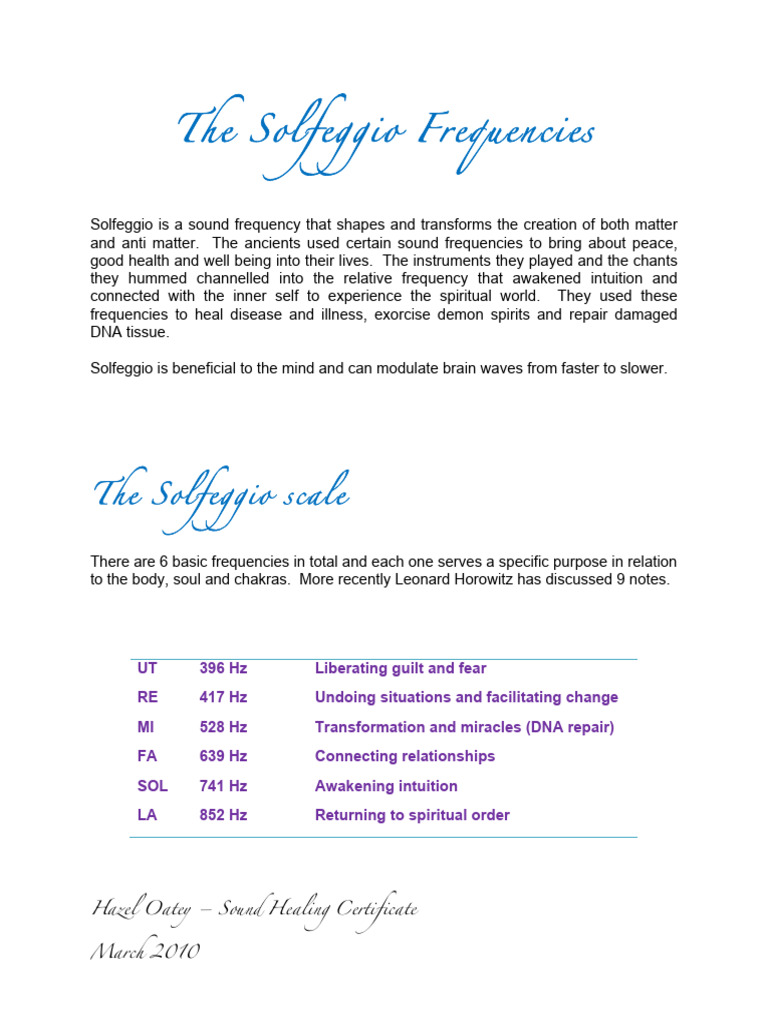 Frequences Solfeggio | PDF | Cell (Biology) | Frequency