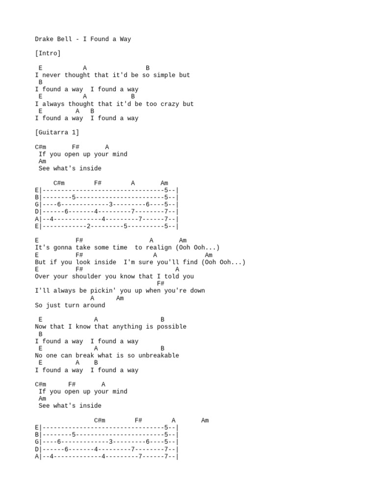 Drake Bell - I Found a Way Lyrics | PDF