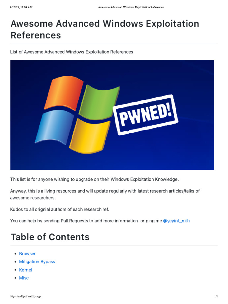 Advanced Windows Exploitation Guide | PDF | Security | Cyberwarfare