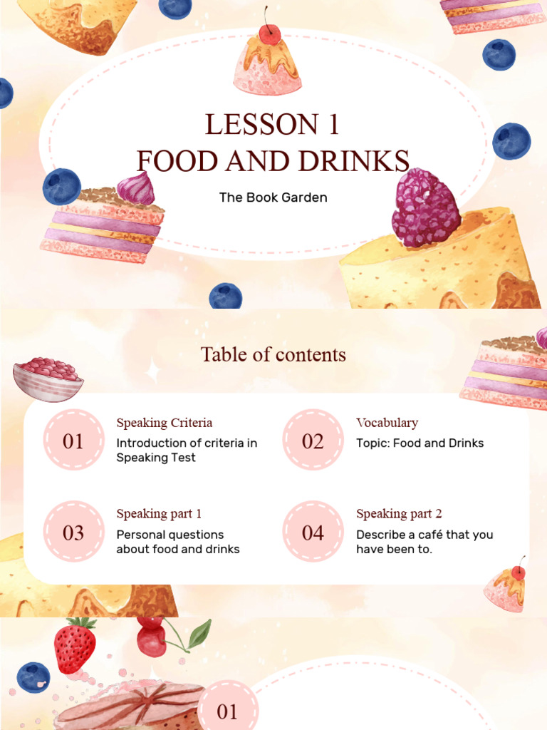 (I3-4) Lesson 1 - Food and Drinks | PDF | Coffeehouse | Food And Drink