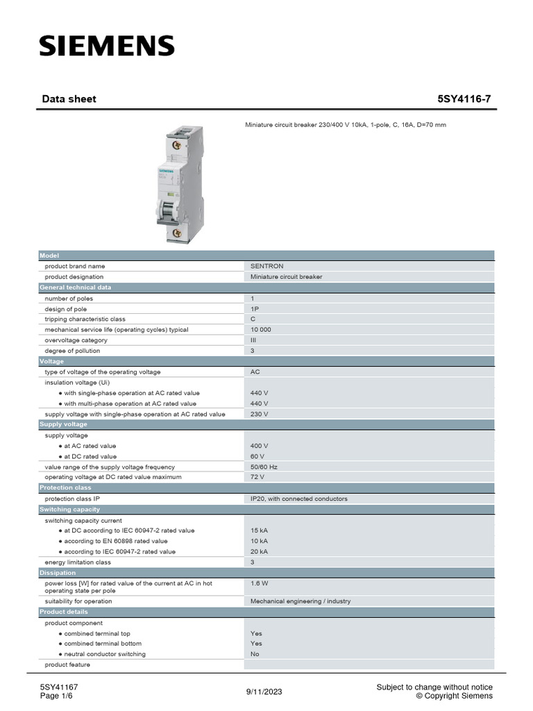 5SY41167 Datasheet en | PDF | Alternating Current | Voltage