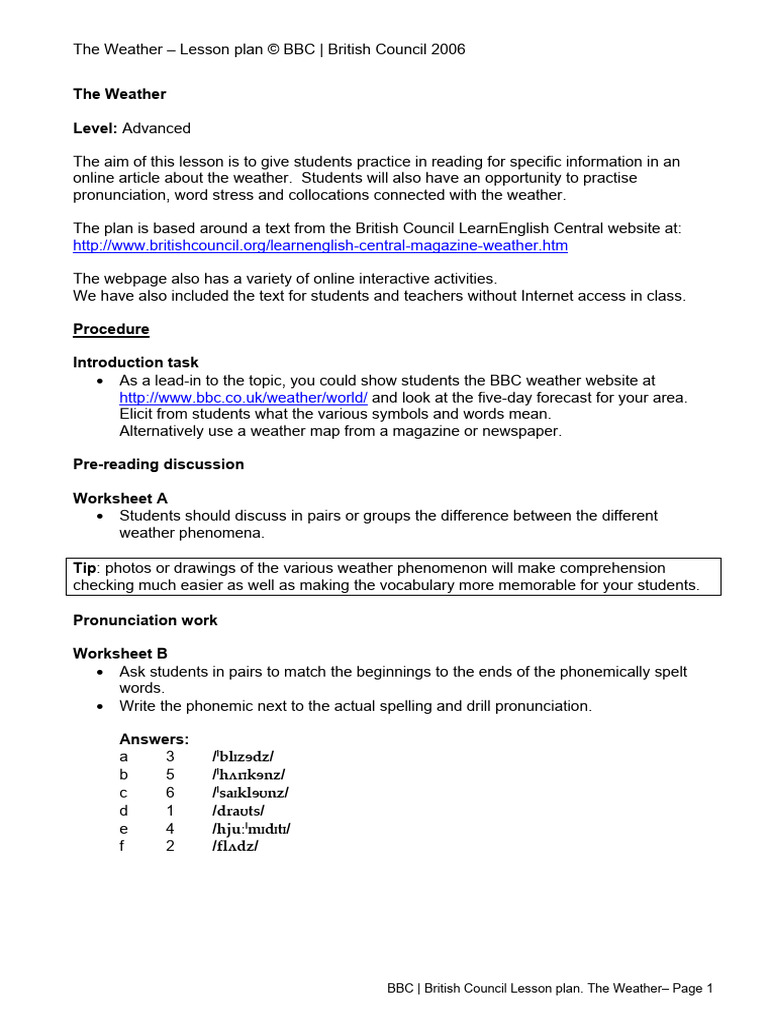 Weather Plan (Advanced) | PDF | Weather | Tropical Cyclones