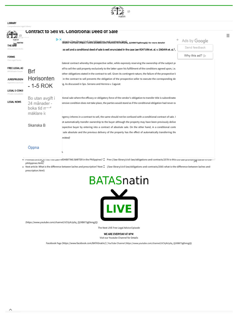 Contract to Sell vs Conditional Sale | PDF | Lawyer | Deed