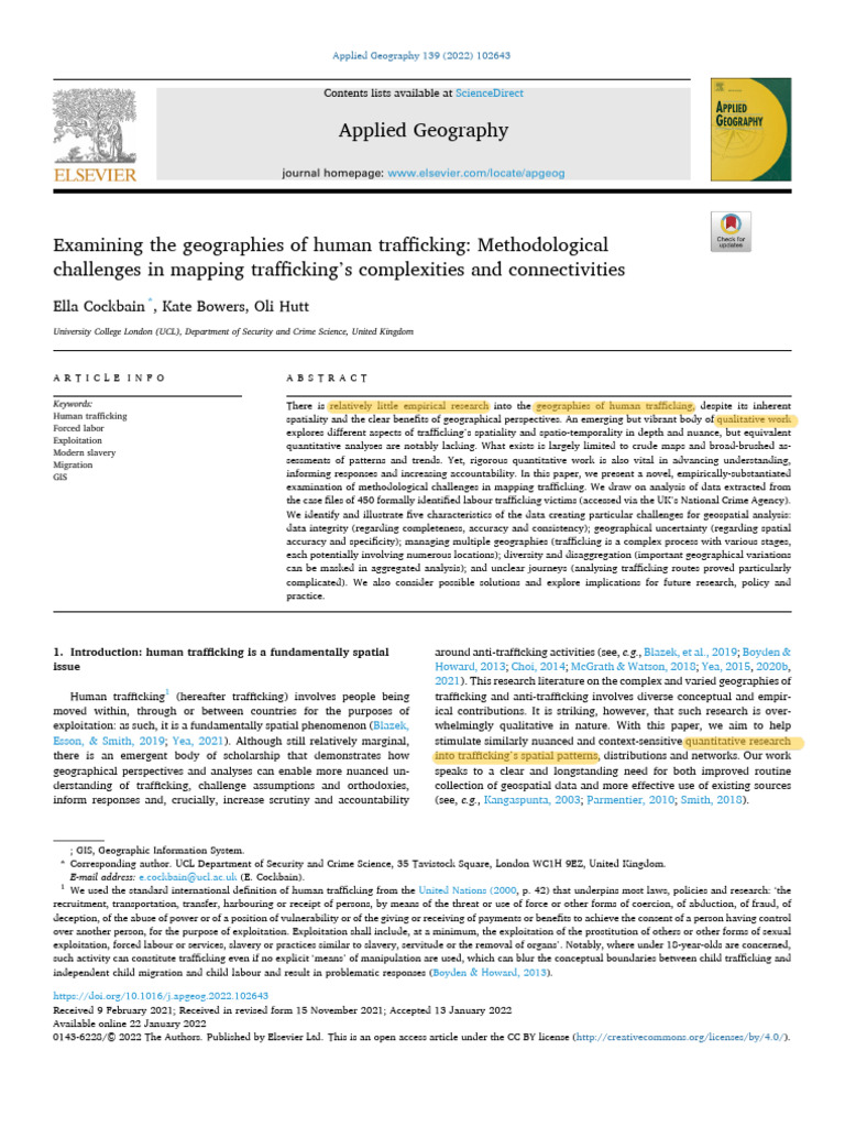 Challenges in Mapping Human Trafficking | PDF | Human Trafficking ...