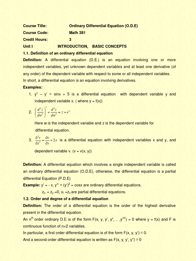 Ordinary Differential Equation2008 | PDF | Equations | Ordinary ...