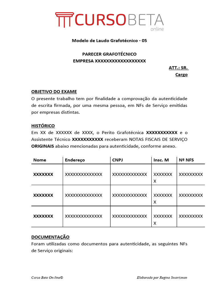 Modelo de Laudo Grafotecnico 05 | PDF