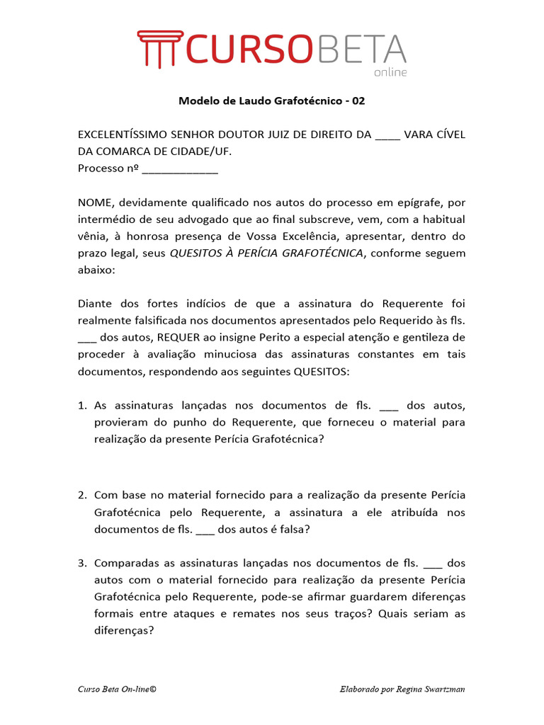 Modelo de Laudo Grafotecnico 02 | PDF