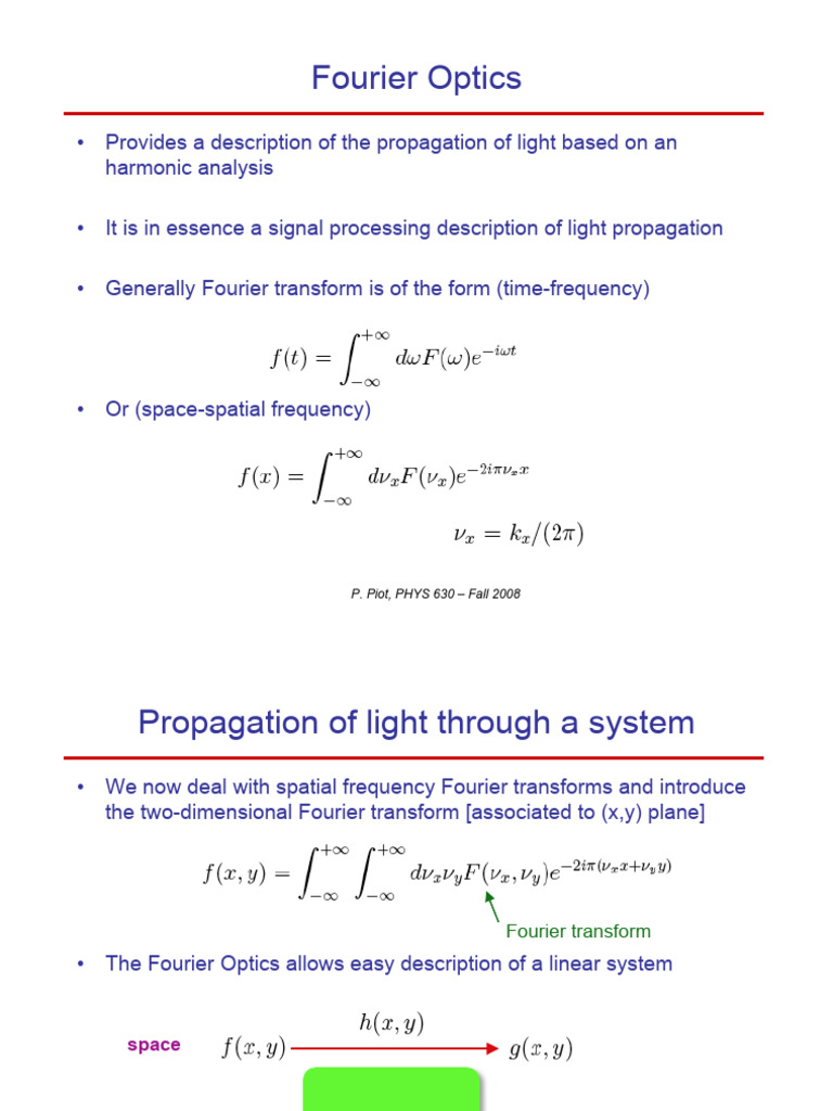 Fourier Optics: Light Propagation Analysis | PDF | Science & Mathematics