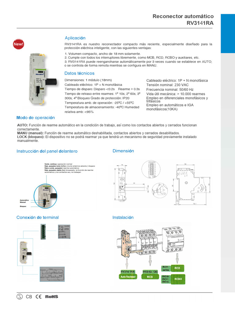 Reconector Automatico para Diferencial - REVALCO RV314 1RA | PDF ...