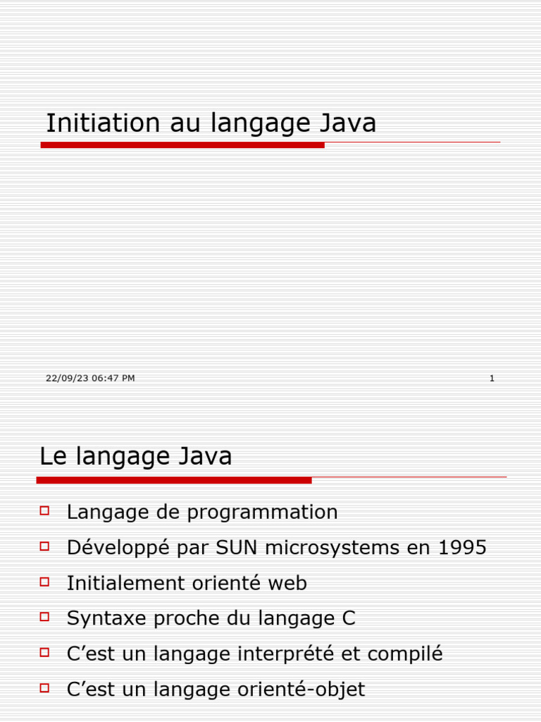 Coursjava Initiation | PDF | Java (Langage de programmation) | Programmation