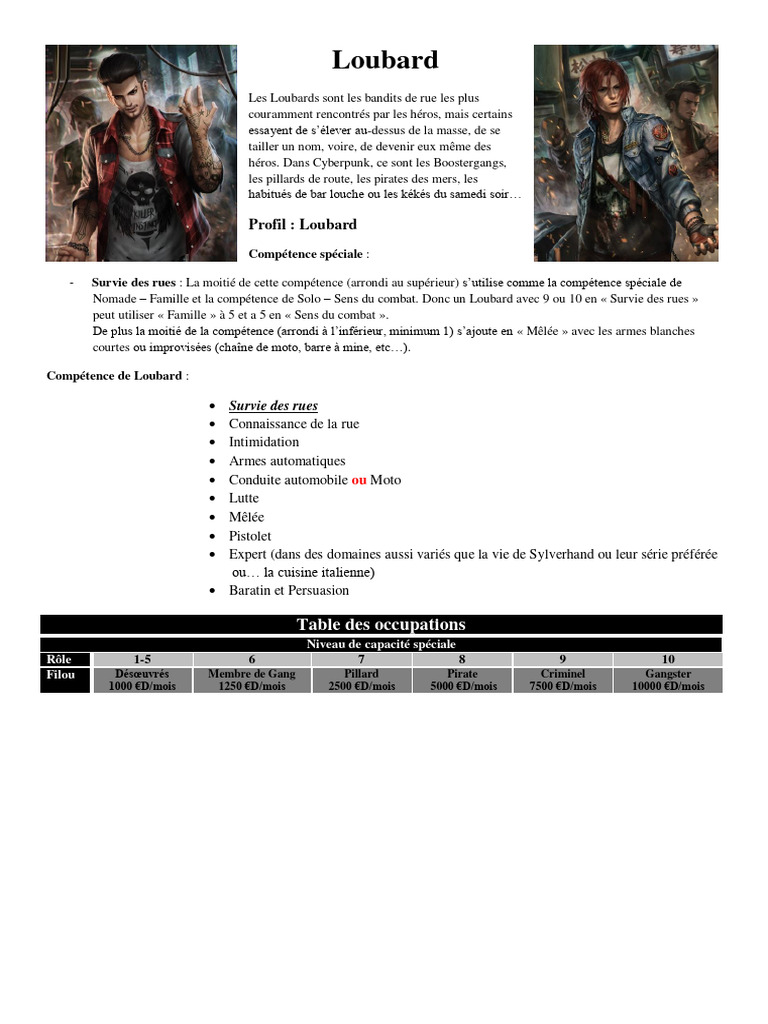 Guide du Loubard dans Cyberpunk | PDF