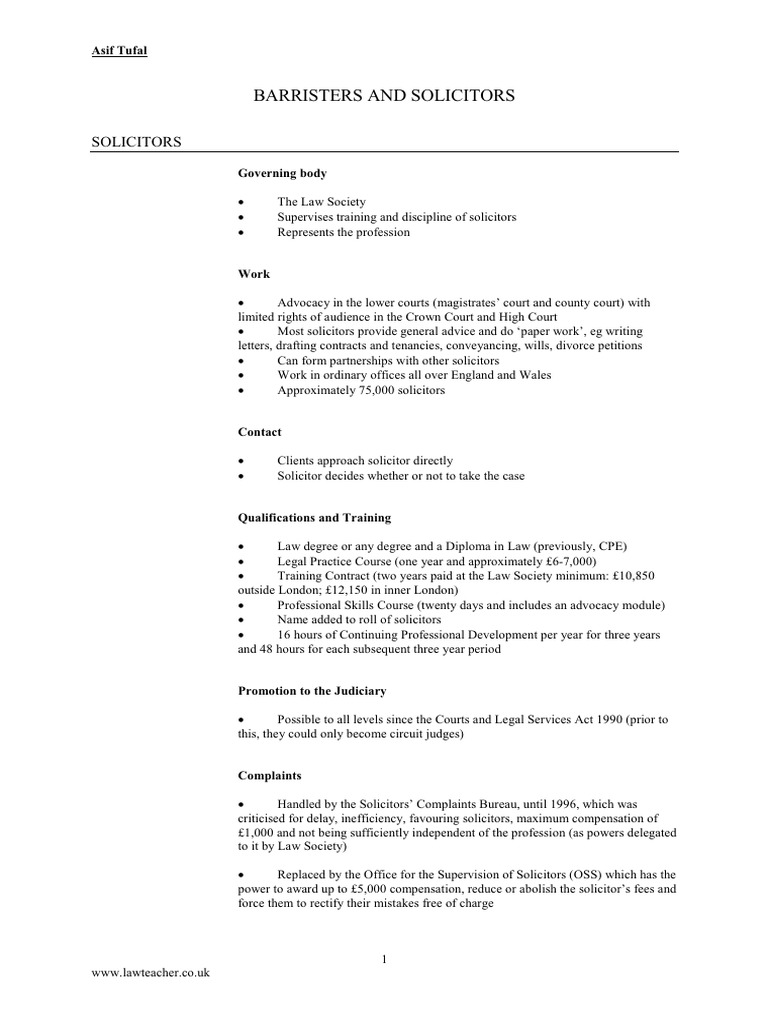 Barristers and Solicitors | PDF | Practice Of Law | Government Of The United Kingdom