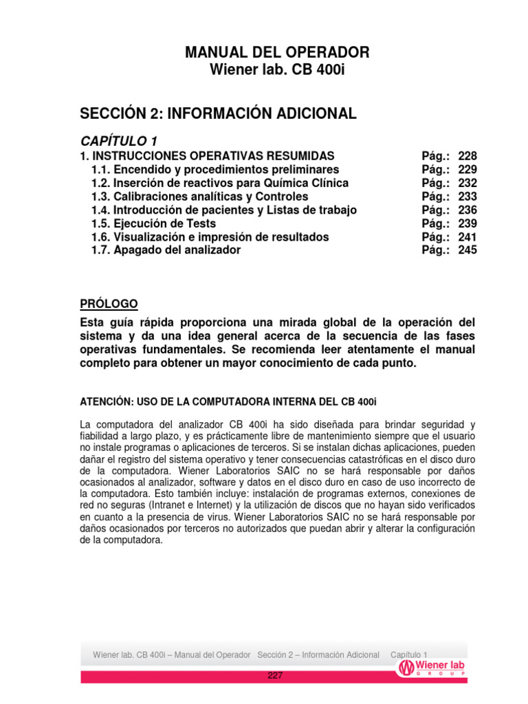 17 SEZ. II Capítulo 1 Instrucciones Resumidas-CB400i REV0 | PDF