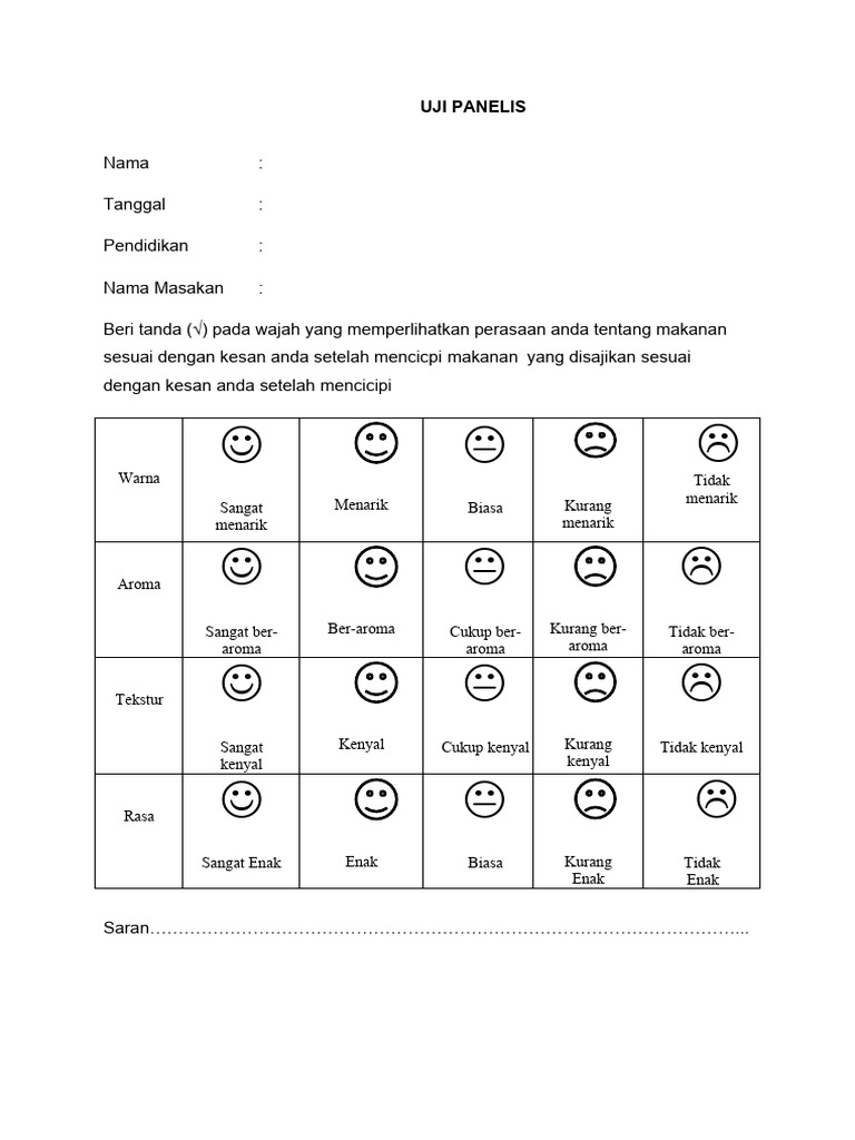 Form Uji Organoleptik Makanan | PDF