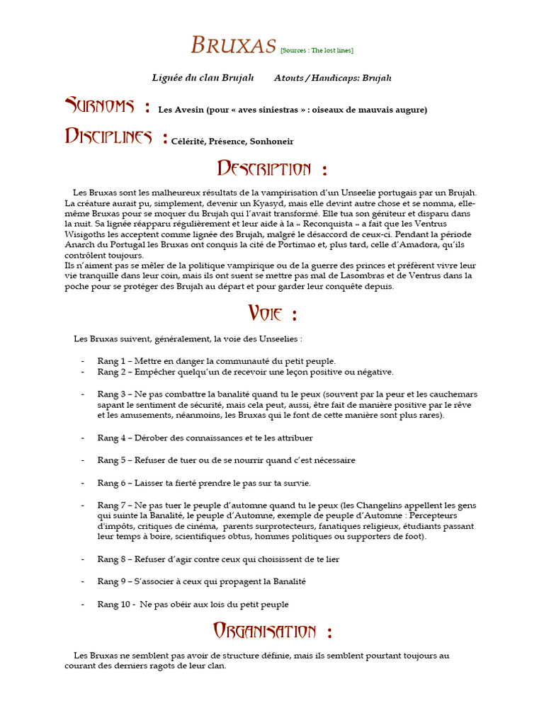 Lignée des Bruxas : Pouvoirs et Histoire | PDF | Vampires | Fées