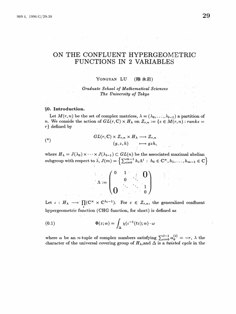 On The Confluent Hypergeometric Functions In 2 Variables Pdf