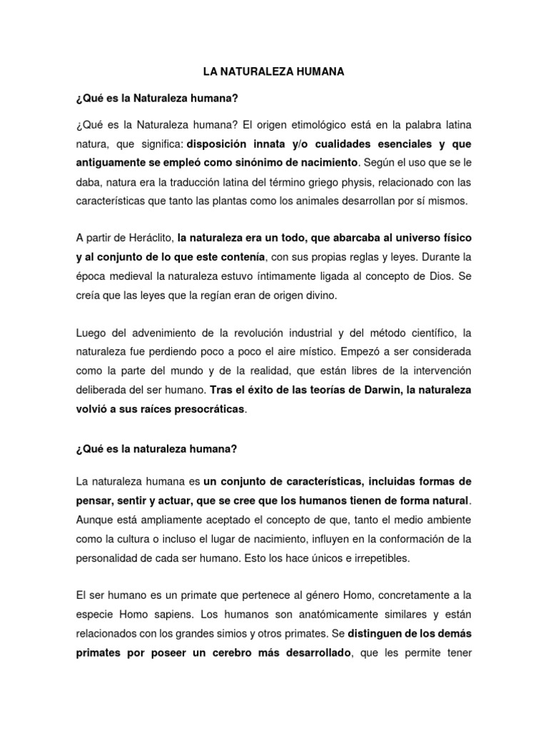 Características de la naturaleza humana | PDF