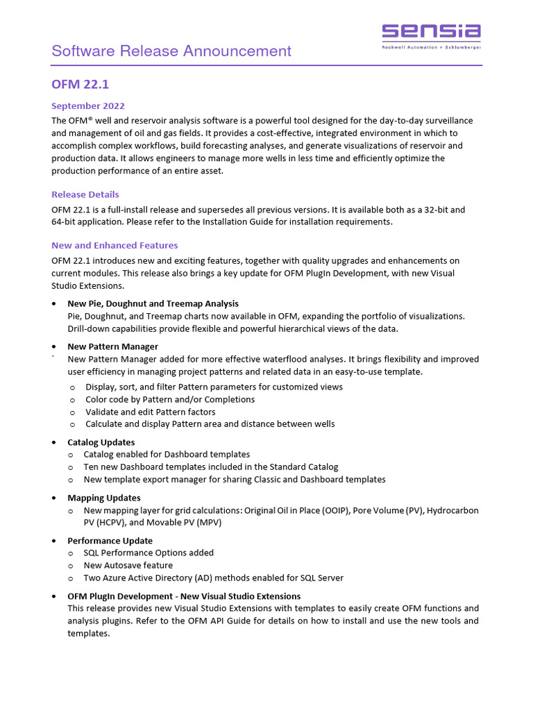 OFM 22 1 - SoftwareReleaseAnnouncement | PDF | Software | Computing