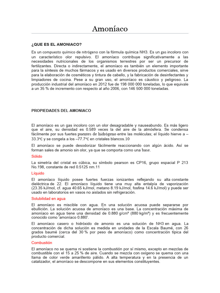 El Amoniaco | PDF | Amoníaco | Naturaleza