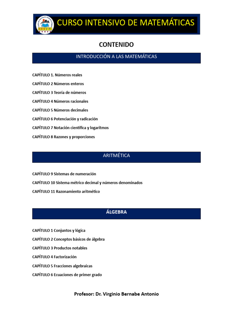 Programa De Estudio De Matematicas Eduvir Pdf Geometría Ecuaciones