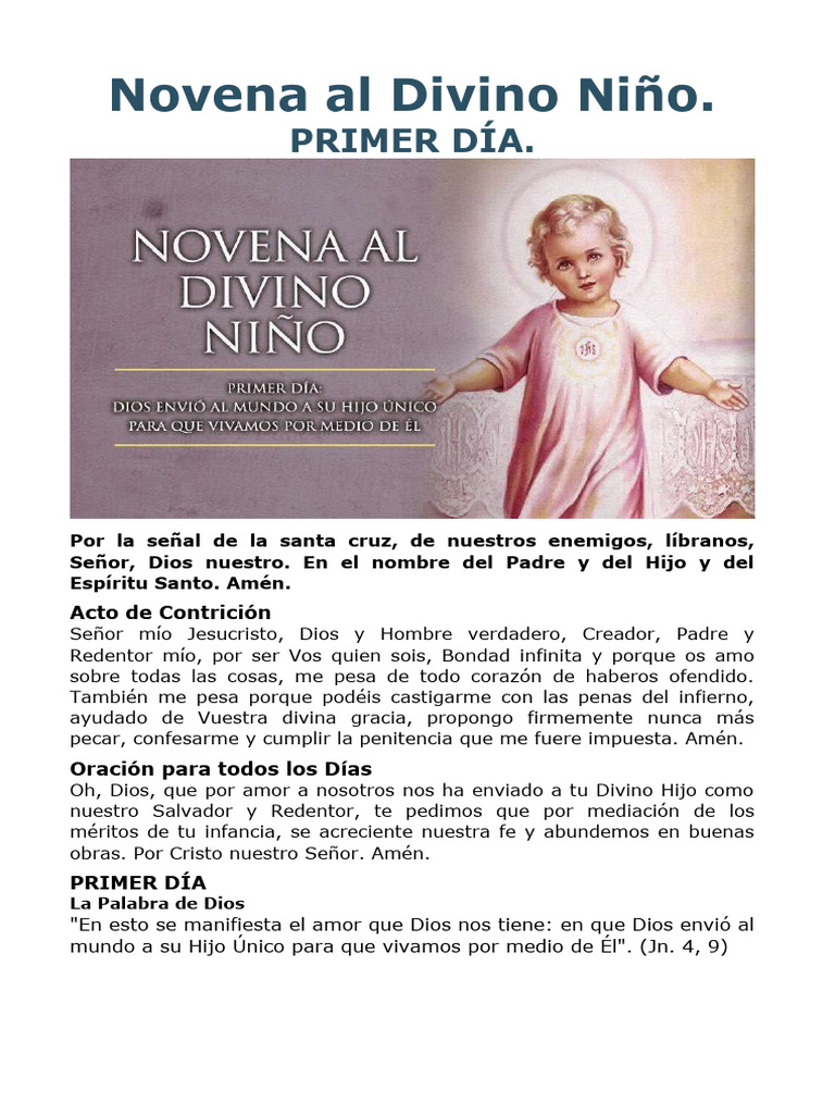 Novena Al Divino Niño Primer Dia | PDF