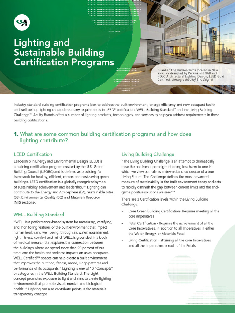 Building Certification Faq | PDF | Lighting | Green Building