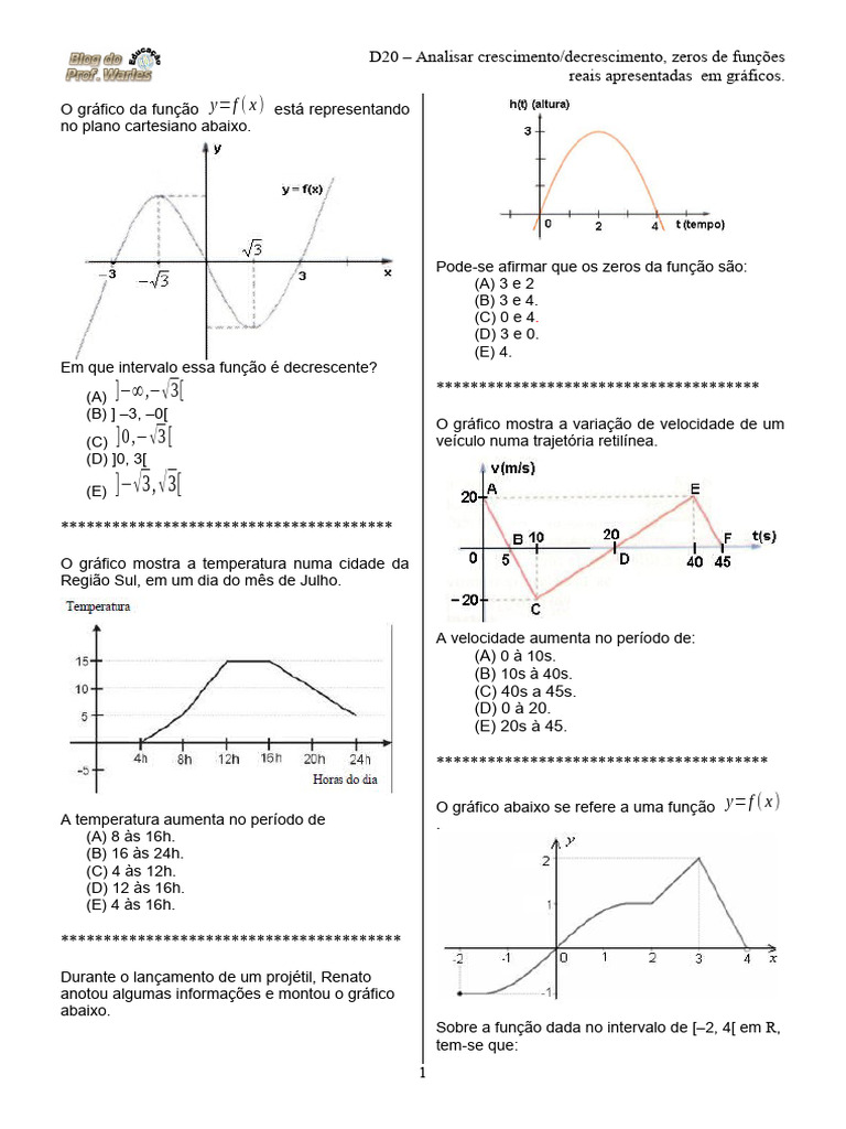 D20 (3 Série - Mat.) - Blog Do Prof. Warles | PDF | Matemática ...