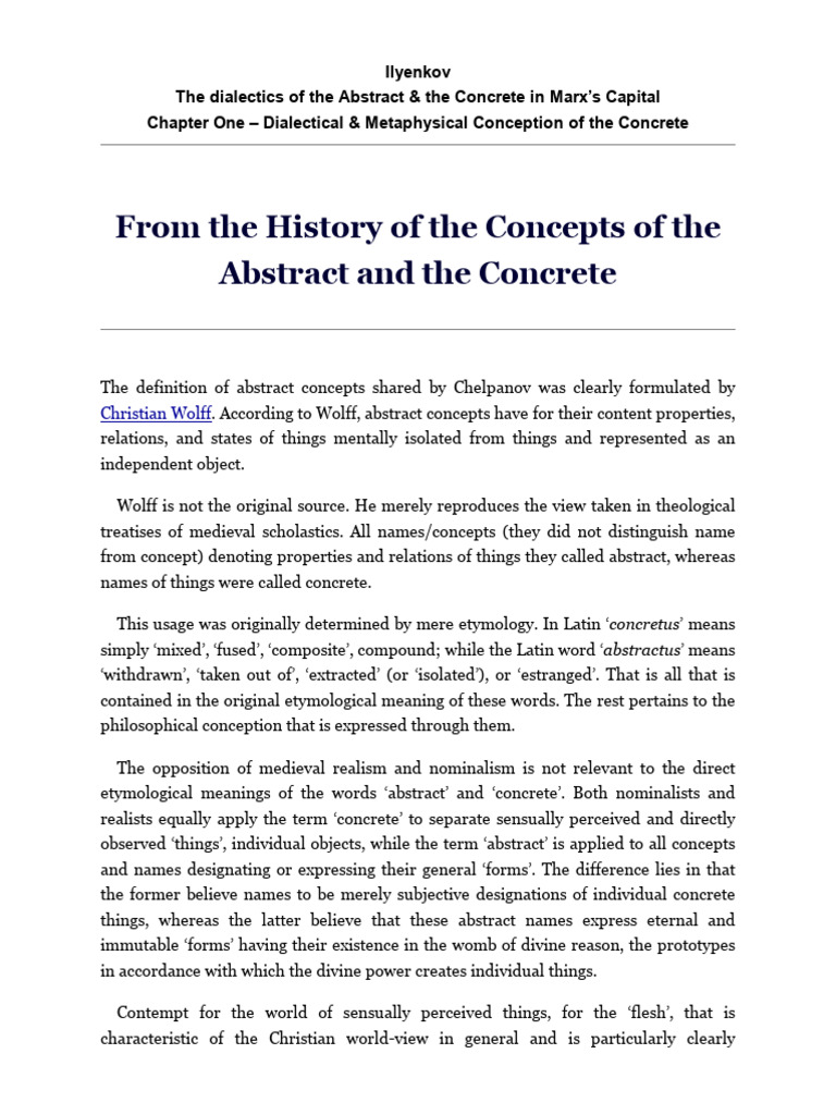 Dialectics of Abstract and Concrete in Marx | PDF | Concept | Reason