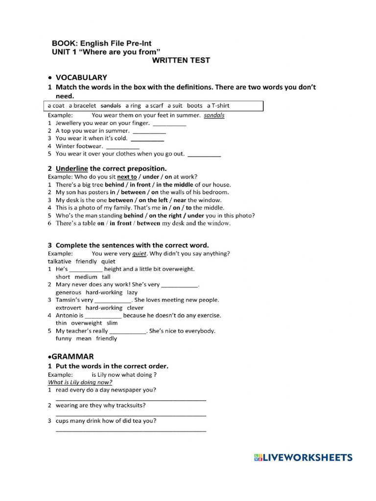 Grammar Test | PDF