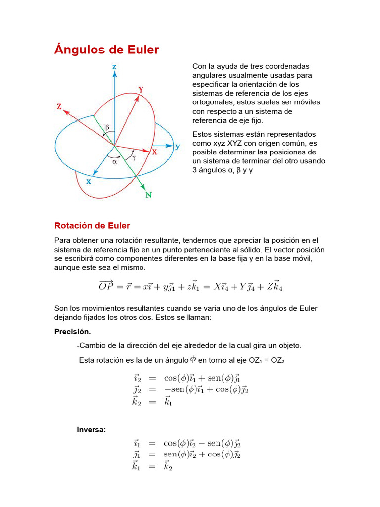 Ángulos de Euler | PDF | Rotación | Ángulo