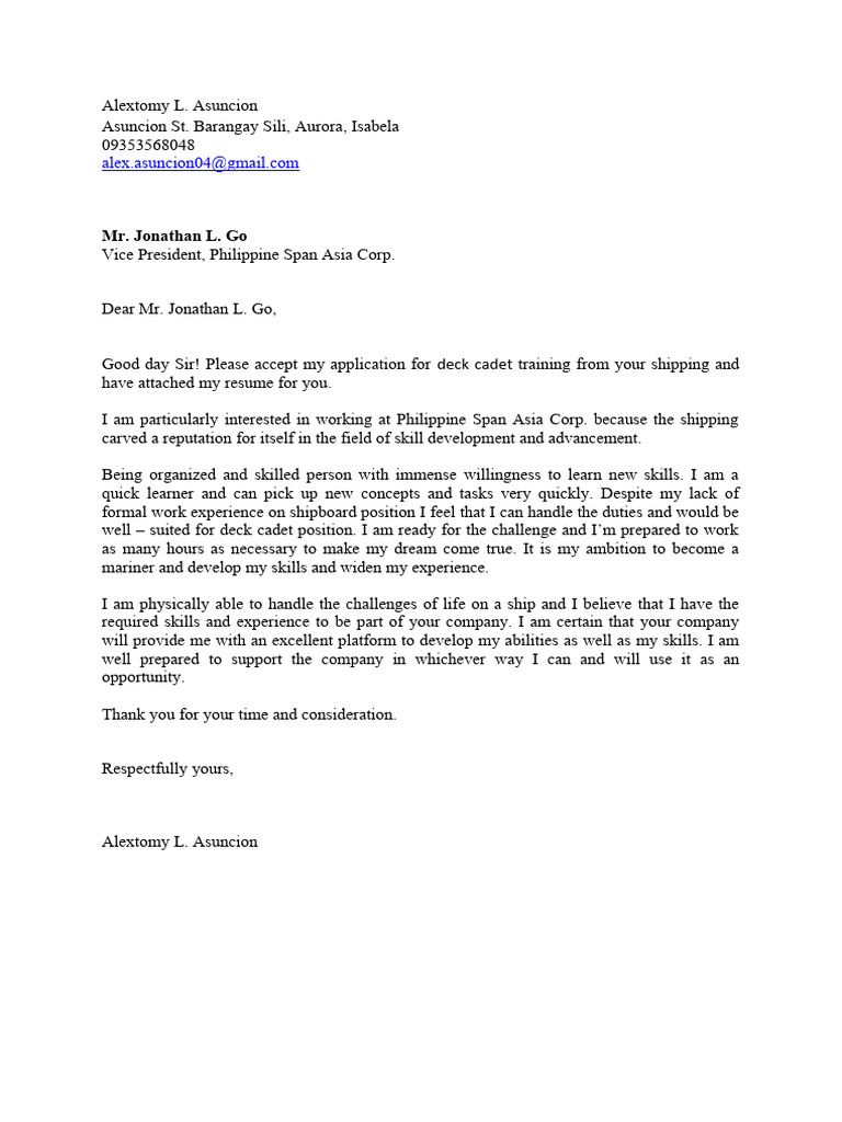 Application Letter | PDF