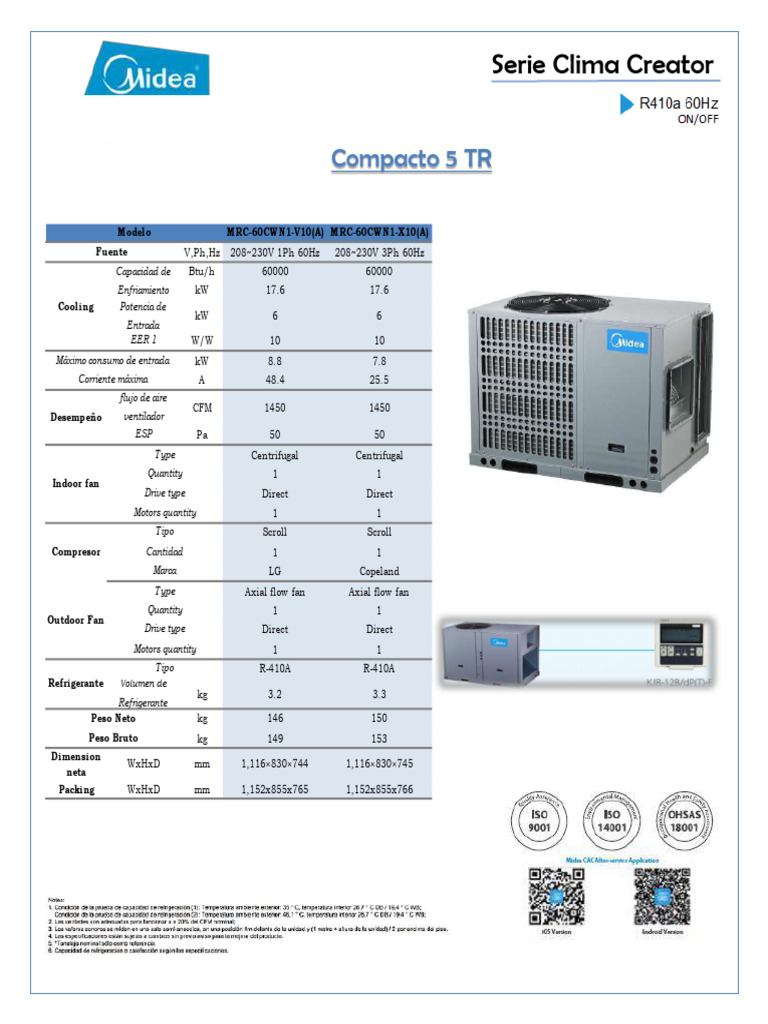 Compacto Midea 5 TR MRC60 | PDF