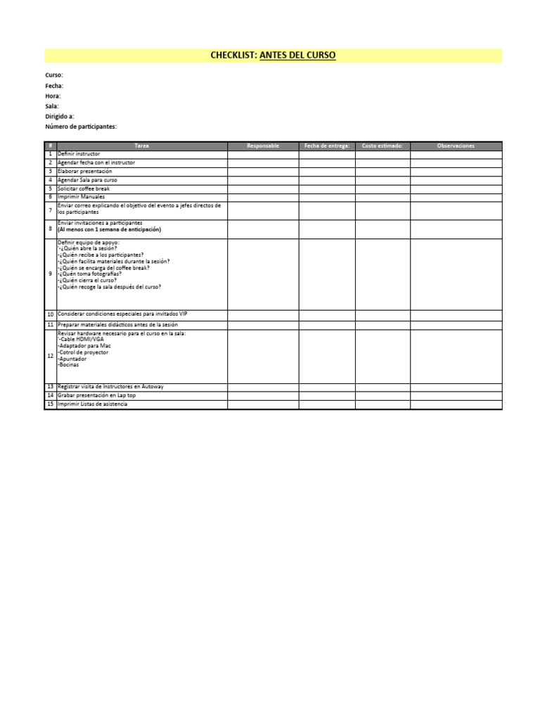 Checklist para Eventos | PDF | Informática