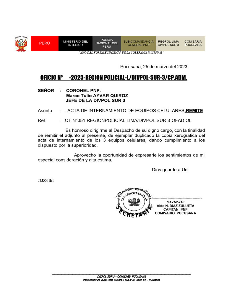 Oficio Celulares | PDF