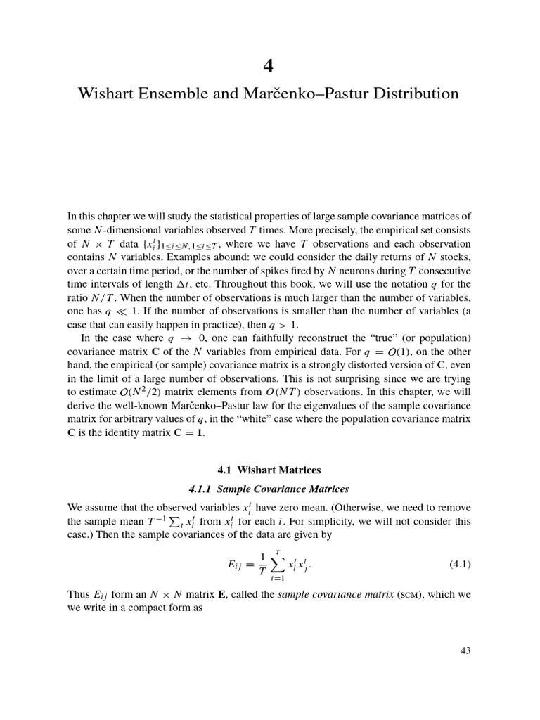 05.4 PP 43 57 Wishart Ensemble and MarcenkoPastur Distribution | PDF | Matrix (Mathematics ...