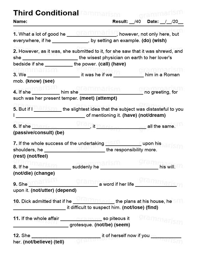 Grammarism Third Conditional Test 7 1379896 Pdf 3131