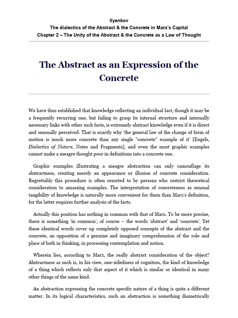 Ilyenkov - The Abstract As An Expression of The Concrete | PDF ...