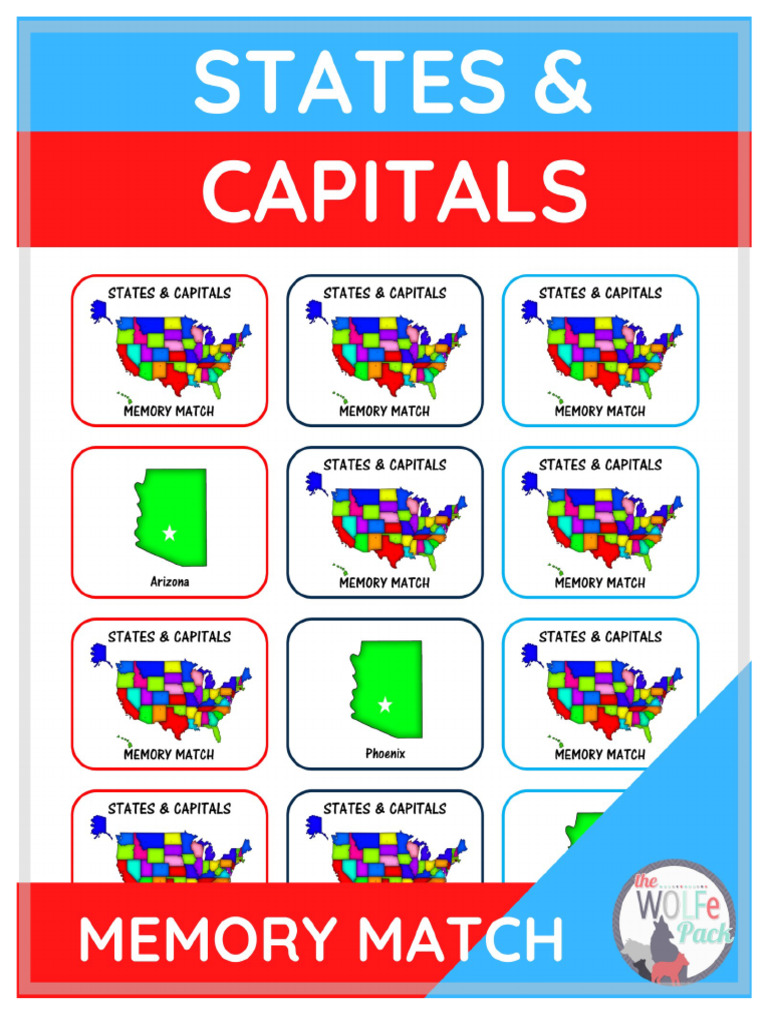 STATES AND CAPITALS Memory Match Game by The WOLFe Pack | PDF