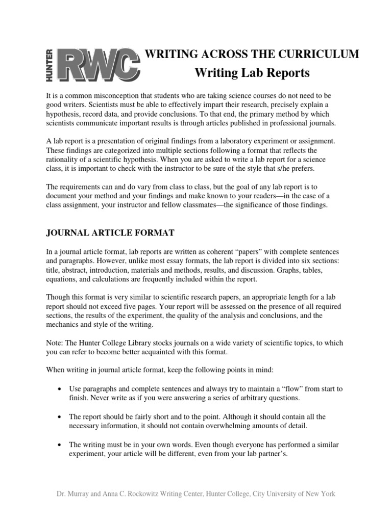 Writing Lab Reports 1 | PDF | Experiment | Citation